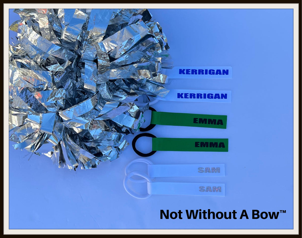 Pom Pom Name Tags | Customize Colors | Sold as set of 2 – notwithoutabow